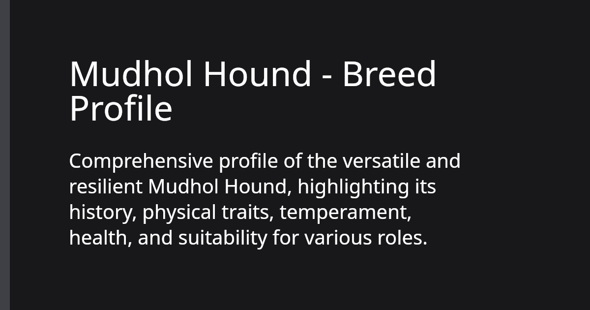 Mudhol Hound - Breed Profile | OhMyDog EDU